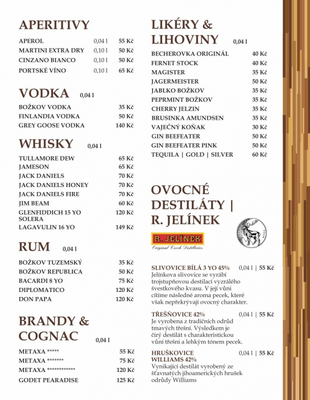 NÁPOJOVÝ LÍSTEK | Restaurace SAUNA